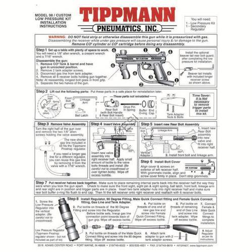 Tippmann 98 Custom Low Pressure Kit Parts and Manual – TippmannParts