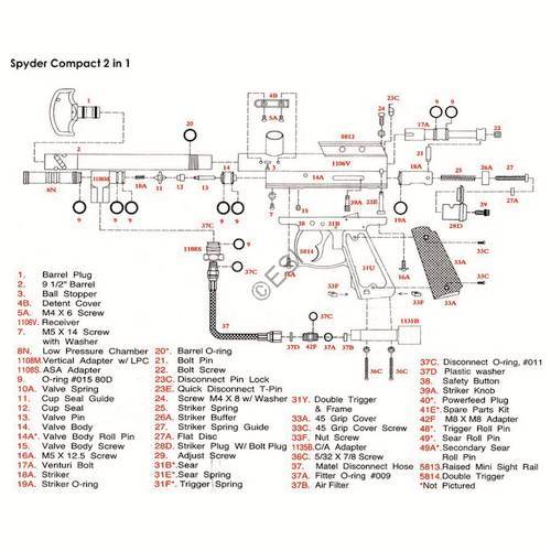 Kingman Spyder Compact 2 In 1 Parts and Diagram – TippmannParts