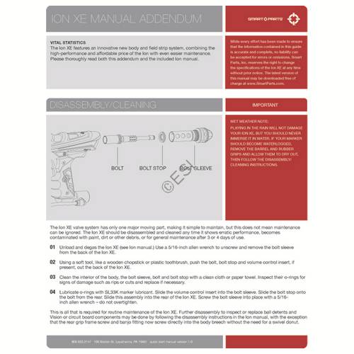 Smart Parts Ion XE Addendum Parts and Manual – TippmannParts