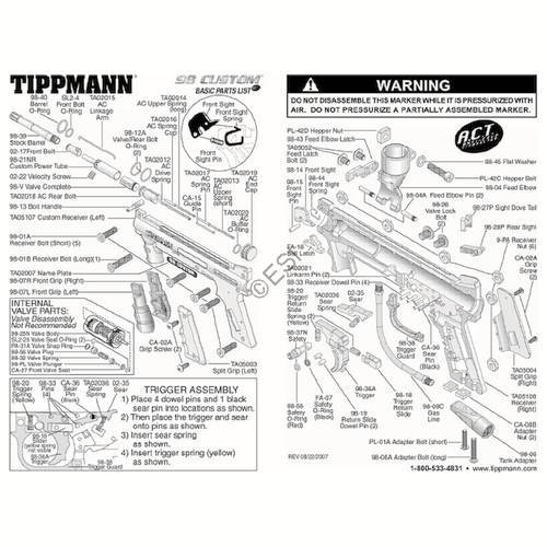 Tippmann 98 Custom ACT Parts and Diagram – TippmannParts