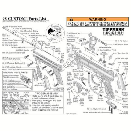 Tippmann 98 Custom Diagram - Pull Style Sear - 2007-10-29 – TippmannParts