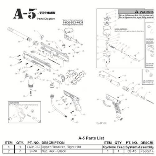 Tippmann A-5 Basic 2011 Parts and Diagram – TippmannParts