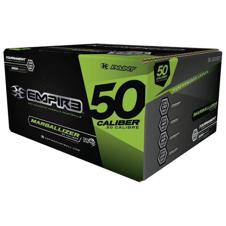 Empire Marballizer 50Cal Paintballs - 2000ct Case (White Swirl Orange ...