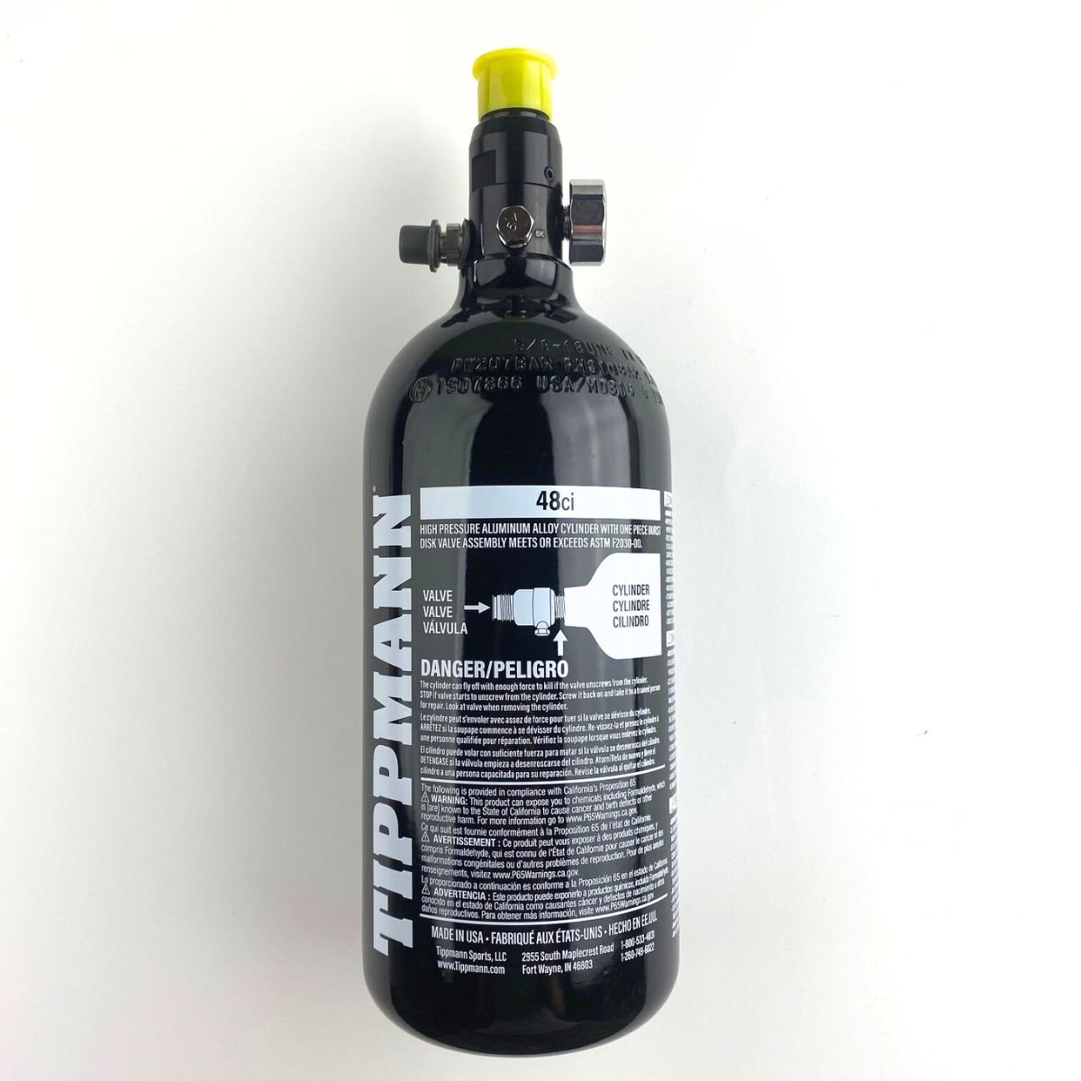Tippmann Aluminum 3000psi HPA Tank - 48ci - Preset Regulator ...