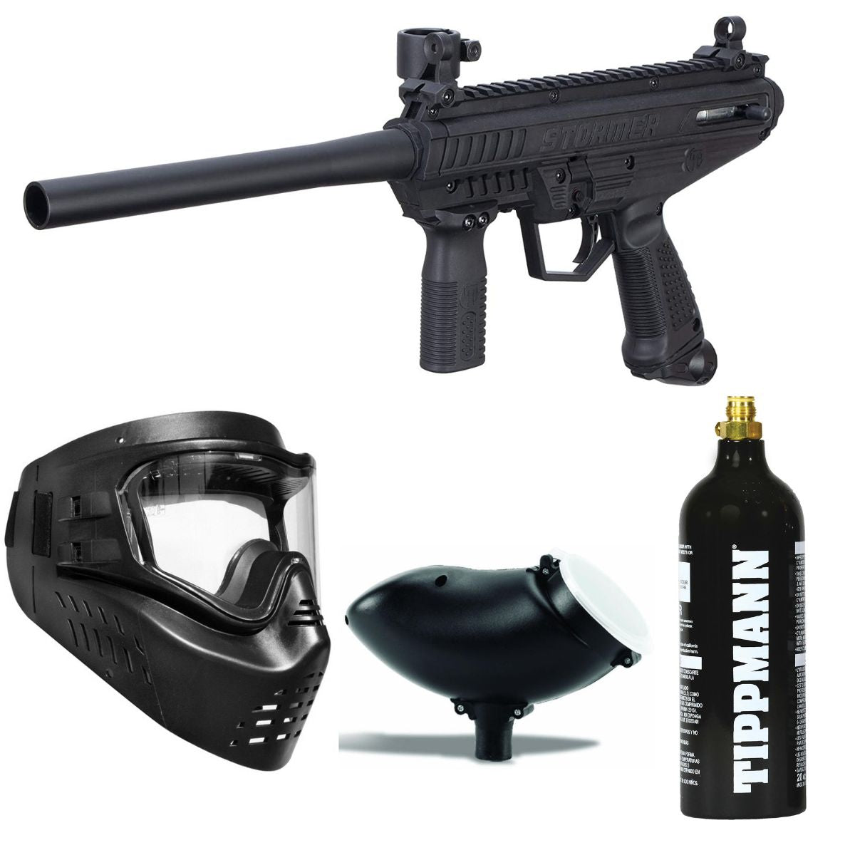 Tippmann Stormer Basic Paintball Gun Package with Co2 Bottle - Black ...