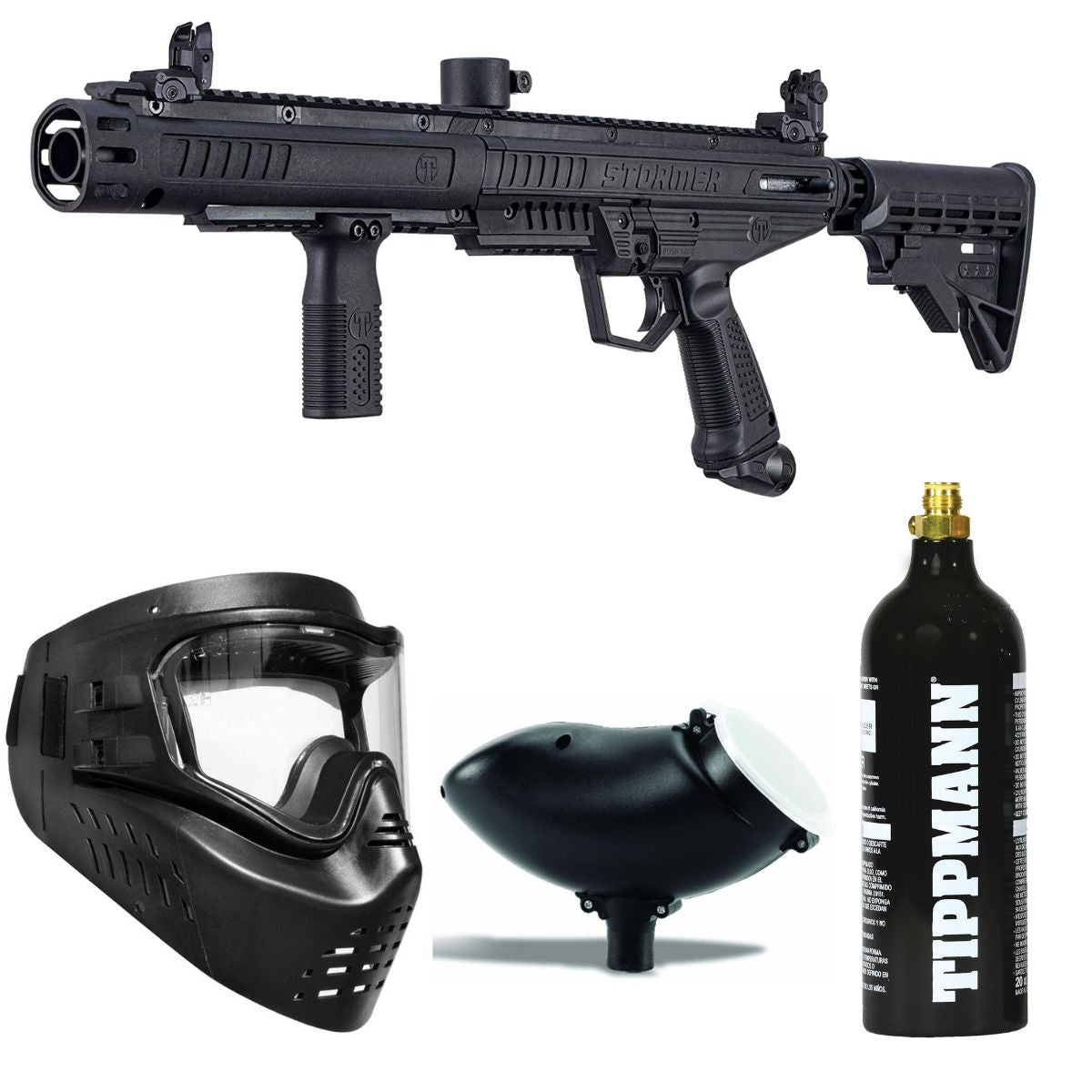 Tippmann Stormer Tactical Paintball Gun Package with Co2 Bottle - Blac ...